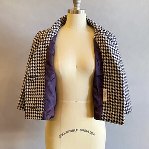 1960s Navy Houndstooth Jacket / Cropped Wool Jacket / Navy and White ...