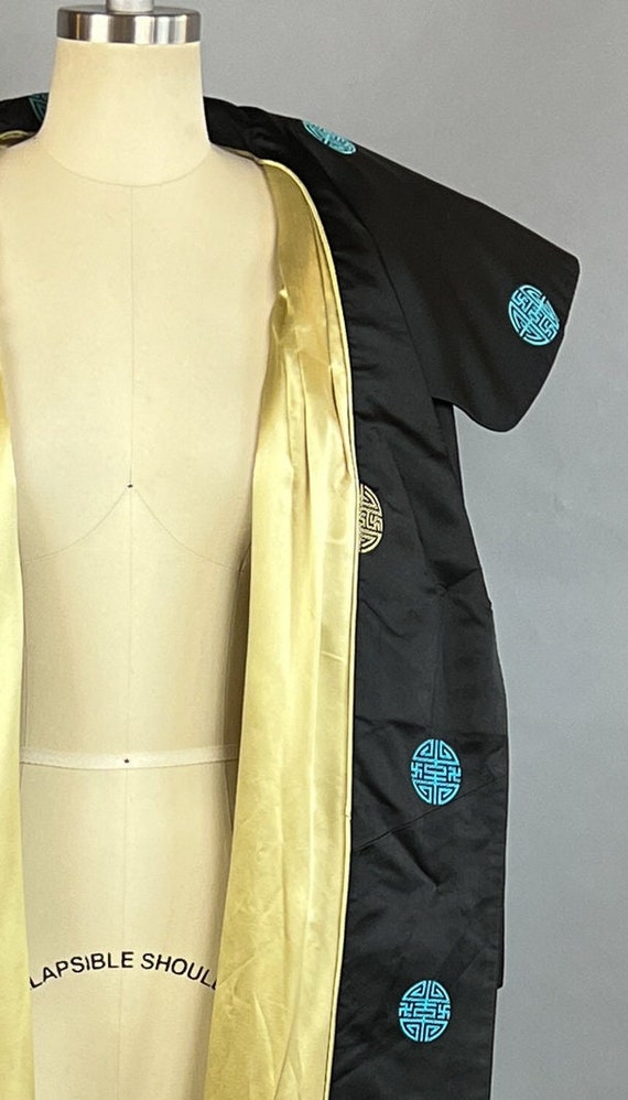 1960s Opera Coat / Black Silk Opera Coat with Stateme… - Gem
