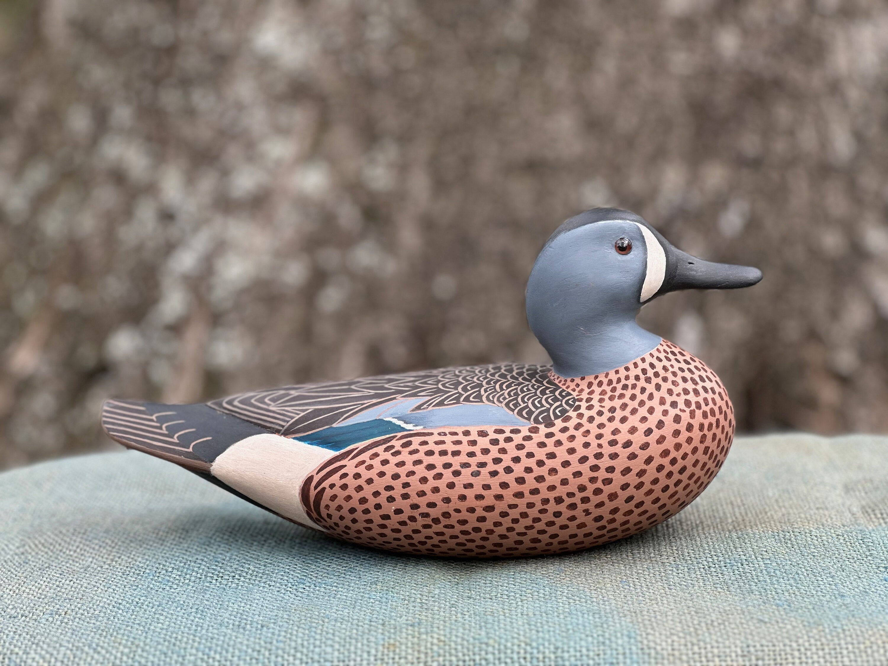Hand-carved Wooden Decoy/blue Winged Teal Drake, One of a Kind, Charles ...