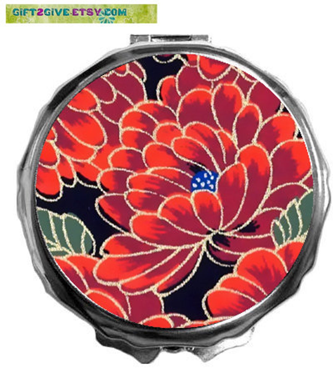 Compact Mirror Red Lotus Flower - Etsy