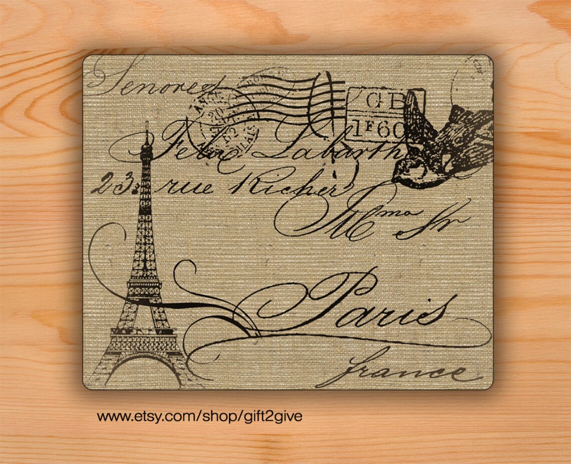 Mouse Pad Eiffel Tower Paris France Dove Burlap Background Mousepad - Etsy