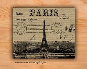 Mouse Pad Paris France Fluer De Lis Burlap Background Mousepad | Etsy