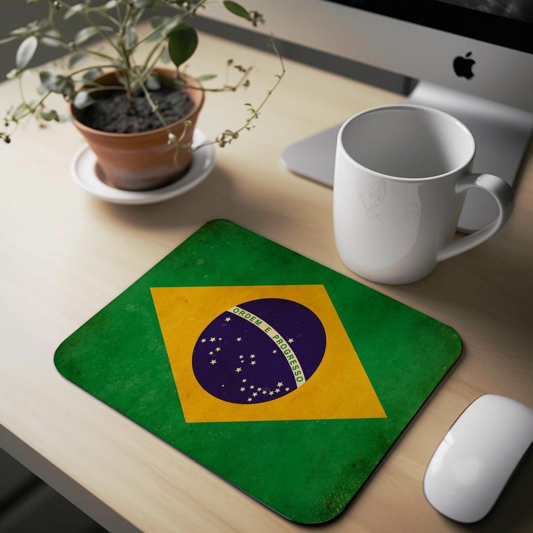 Brazilian Flag Mousepad Worn Brazil Flag Mouse Pad Order of Progress ...