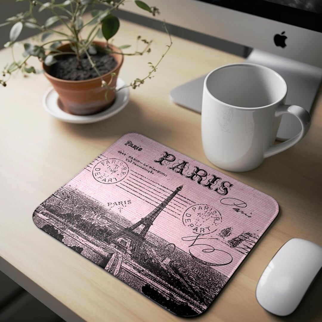 Pink Paris France Mouse Pad Eiffel Tower Mousepad French Country Desk ...
