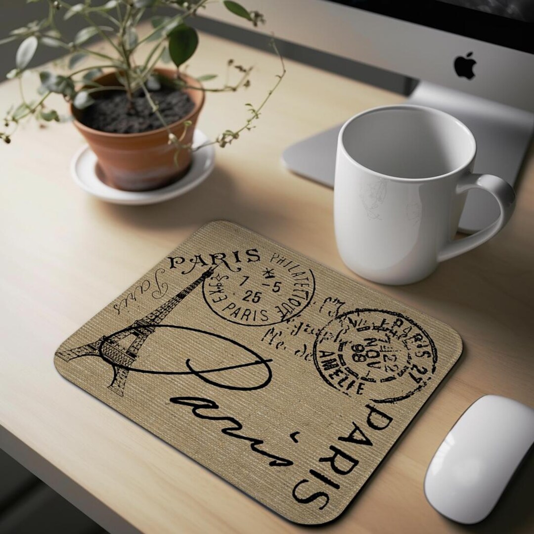 Paris France Mousepad Eiffel Tower Desk Mat Vintage Postcard Mouse Pad ...