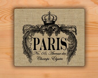Mouse Pad Paris France Fluer De Lis Burlap Background Mousepad | Etsy