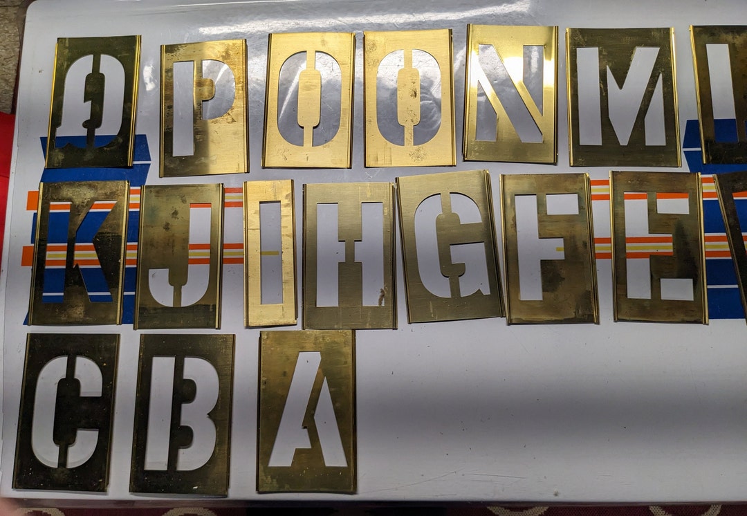 NOS Brass Letter & Number Stencil Set: 5" Interlocking Stencils - Etsy