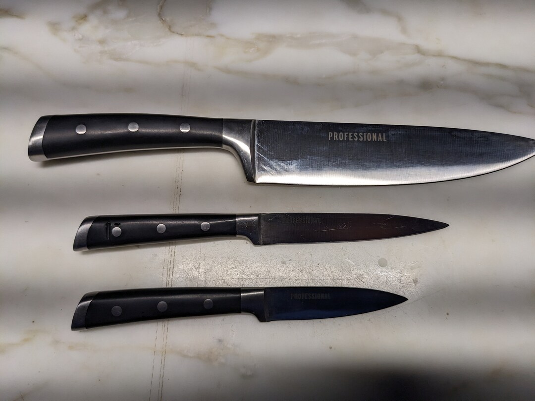 Set of Three Professional Full Tang Chef Knives Richardson Shetfield ...