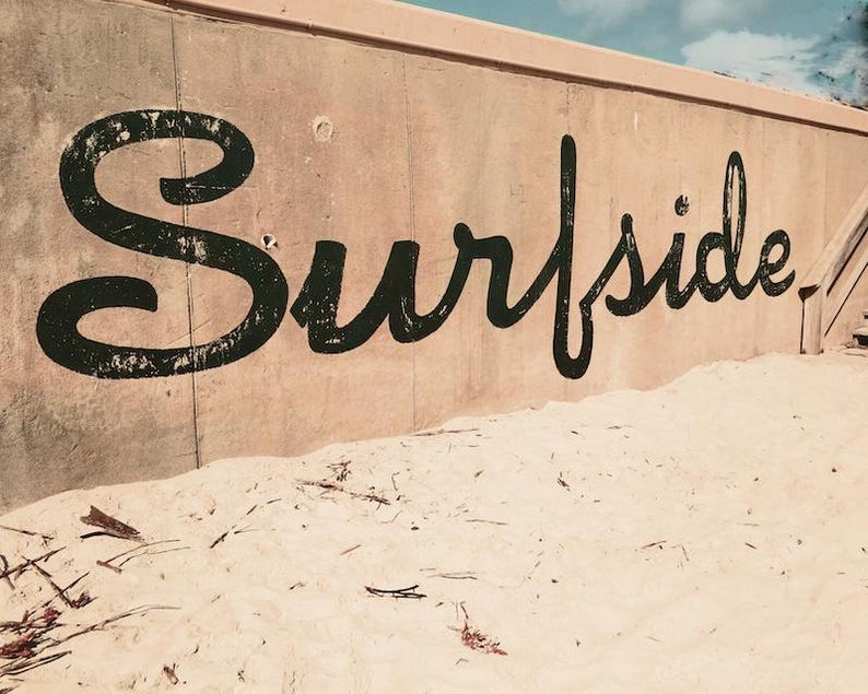 Surfside- Beach Print, Florida Beach Wall Art, Surfside Sign, Rustic ...