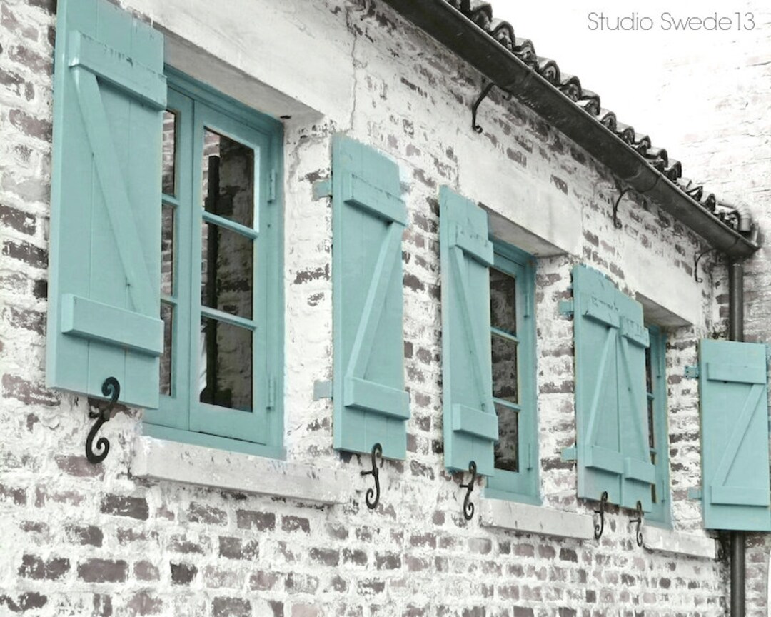 Aqua Shutters Window Photography Farmhouse Architecture - Etsy