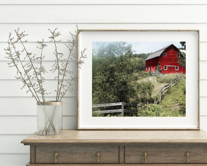 Red Barn Landscape Photography, Old Barn Print, Barn Wall Art, Country ...