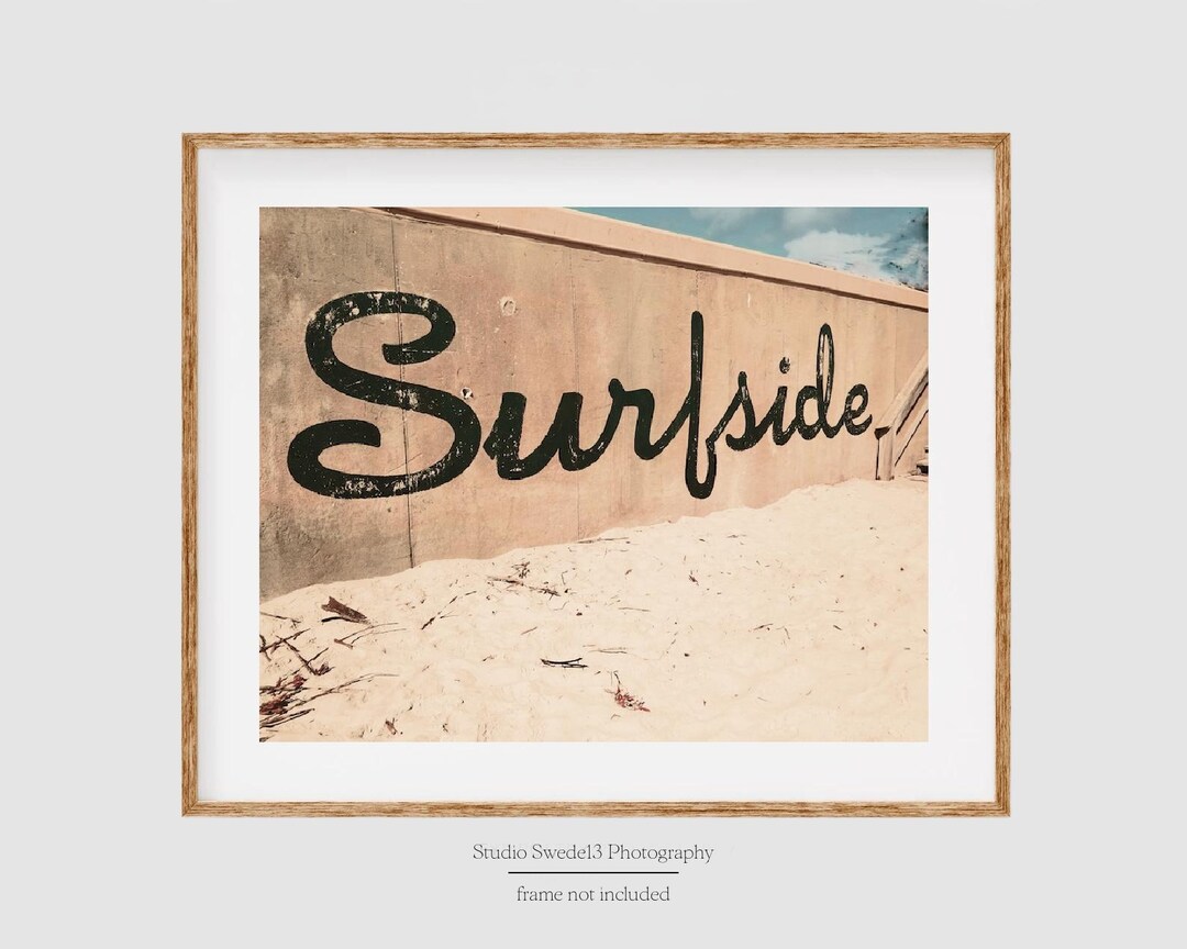 Surfside- Beach Print, Florida Beach Wall Art, Surfside Sign, Rustic ...