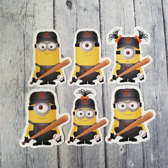 San Francisco Baseball Minions 2.75" Die Cut Matte Vinyl Sticker ...