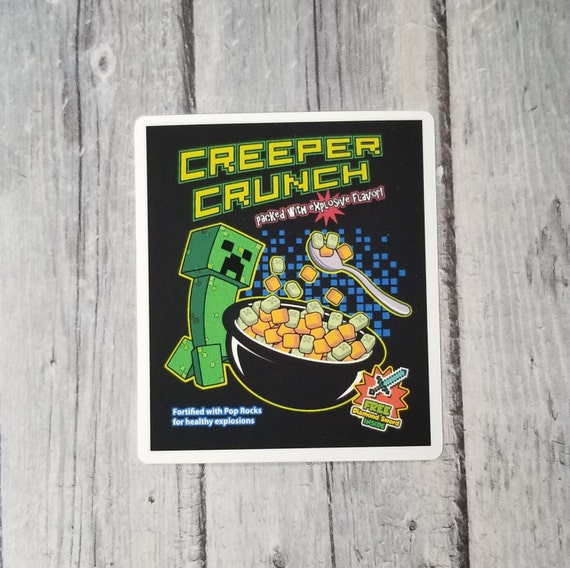 Creeper Crunch Minecraft Cereal 3" Die Cut Matte Vinyl Sticker ...