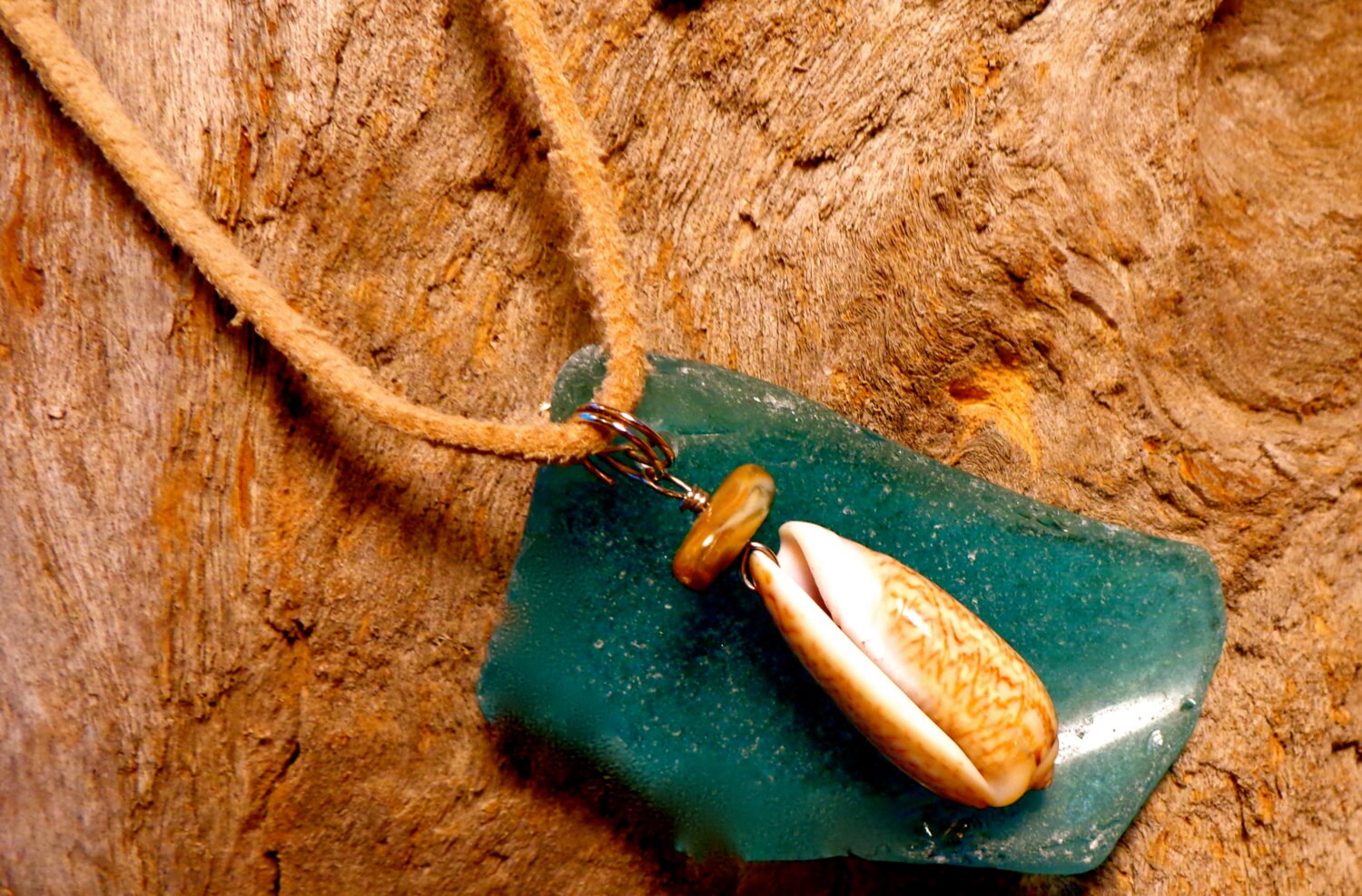 Aqua Ocean Frosted Sea Glass Maui Sea Shell Zen Meditation Bead One of ...