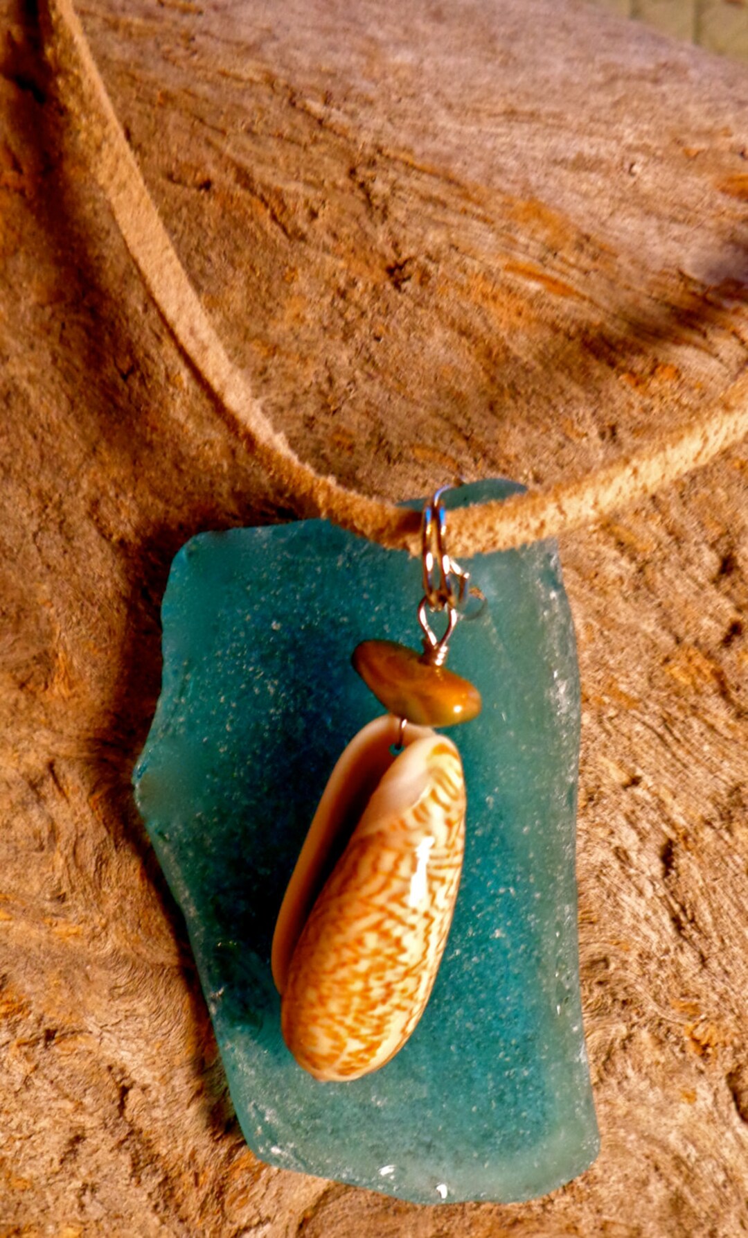 Aqua Ocean Frosted Sea Glass Maui Sea Shell Zen Meditation Bead One of ...