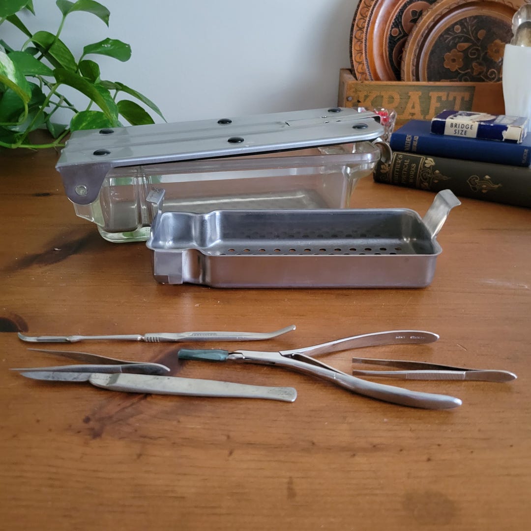 Vintage Pyrex Medical Sterilizer With First Aid Tools: Glass Autoclave ...