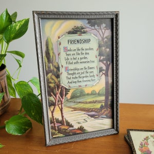 7 X 12 Framed 'friendship' Poem: 1940s Wall Decor, Great for Cottage ...