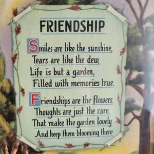 7 X 12 Framed 'friendship' Poem: 1940s Wall Decor, Great for Cottage ...