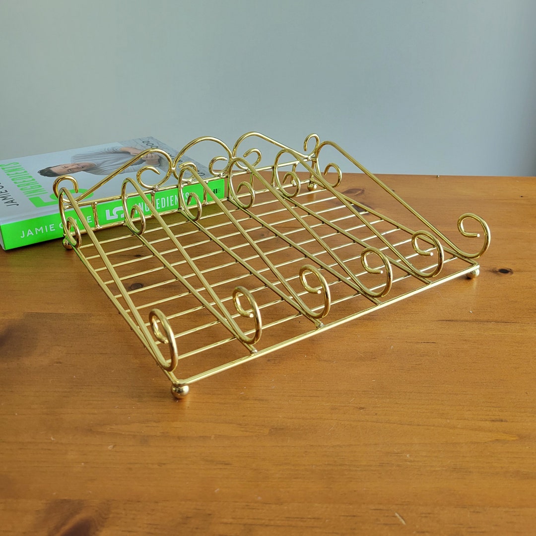 Cookbook Stand: Gold Metal brass Look Kitchen Decor Countertop Cookbook ...