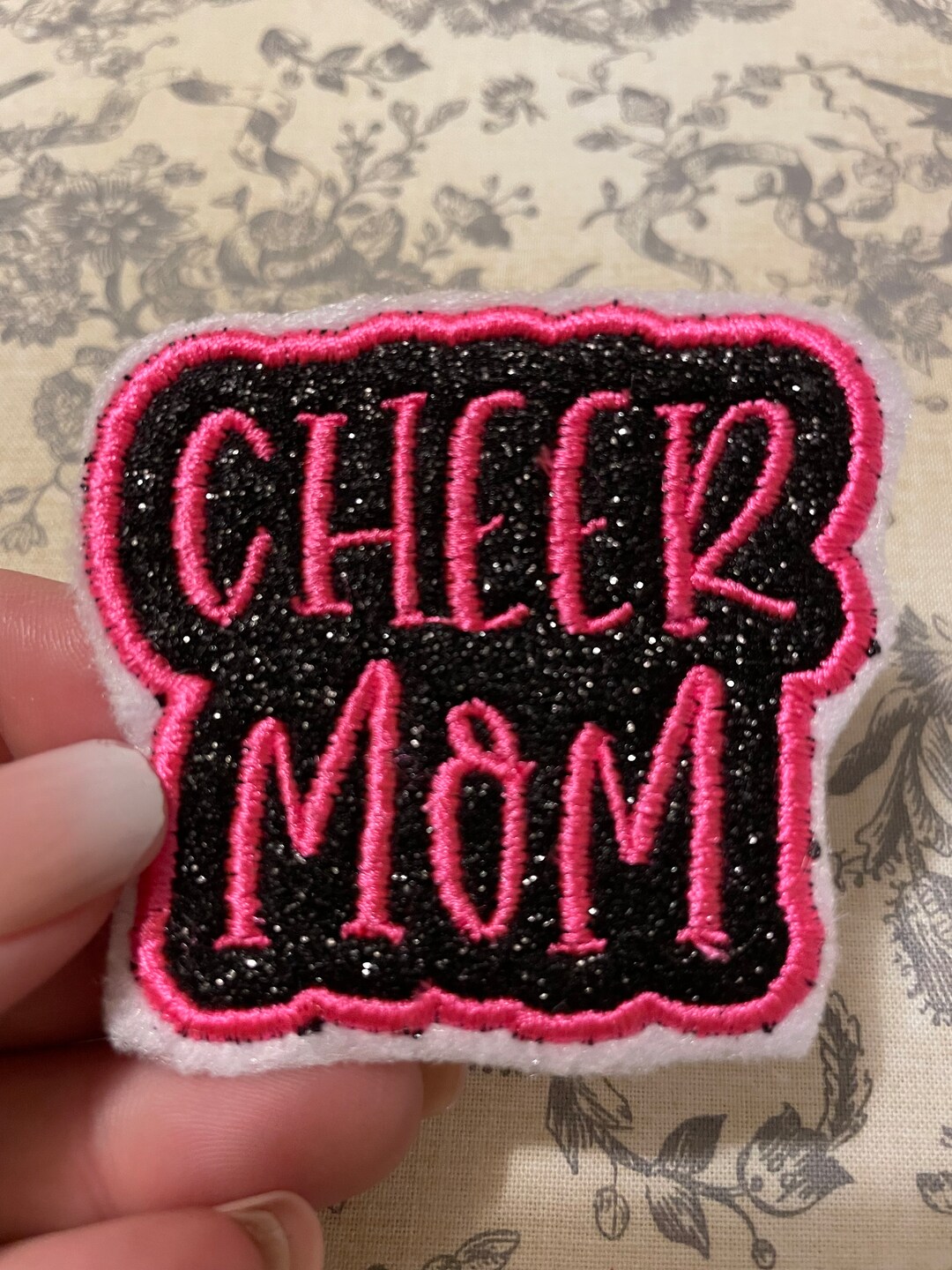 Glitter Cheer Mom Iron on Patch, Cheer Hat Patch, Glitter Cheer Patch ...
