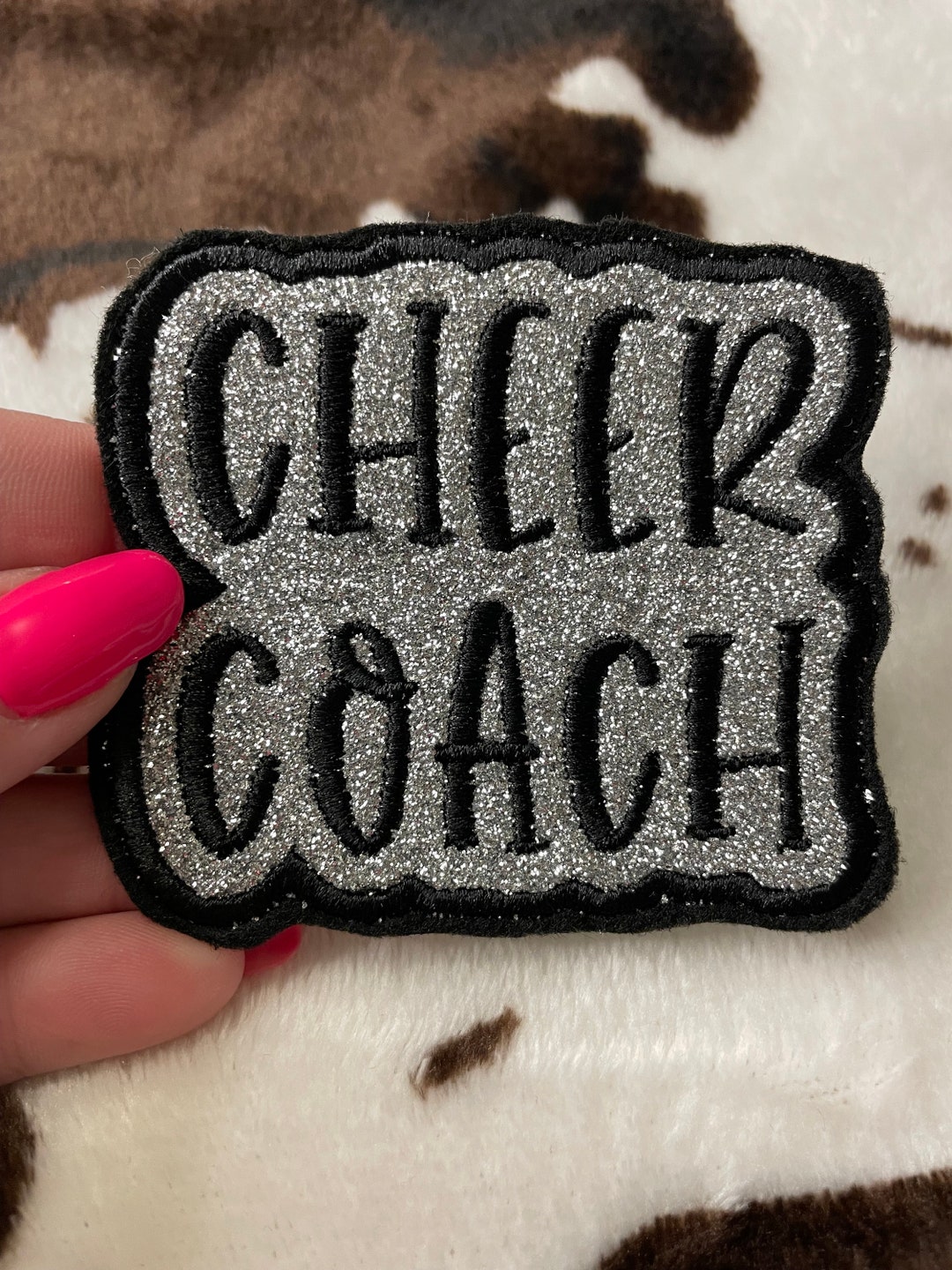 Glitter Cheer Coach Iron on Patch, Cheer Hat Patch, Glitter Cheer Patch ...