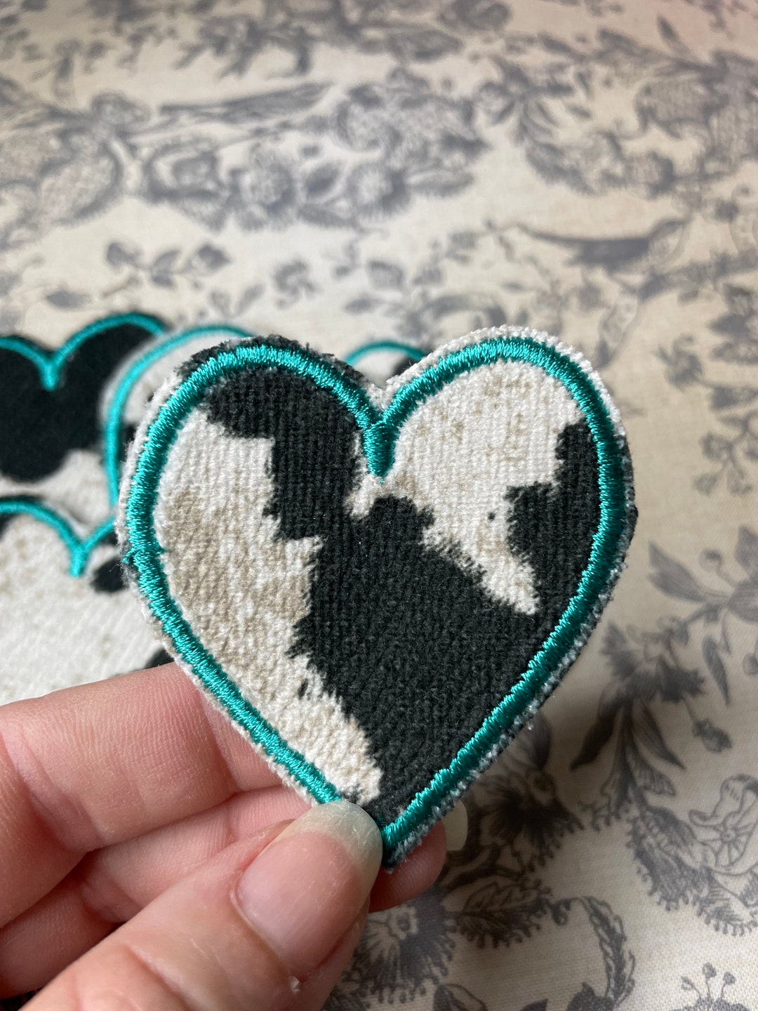 Faux Cowhide Heart Patch, Turquoise and Cow Print Heart Hat Patch - Etsy