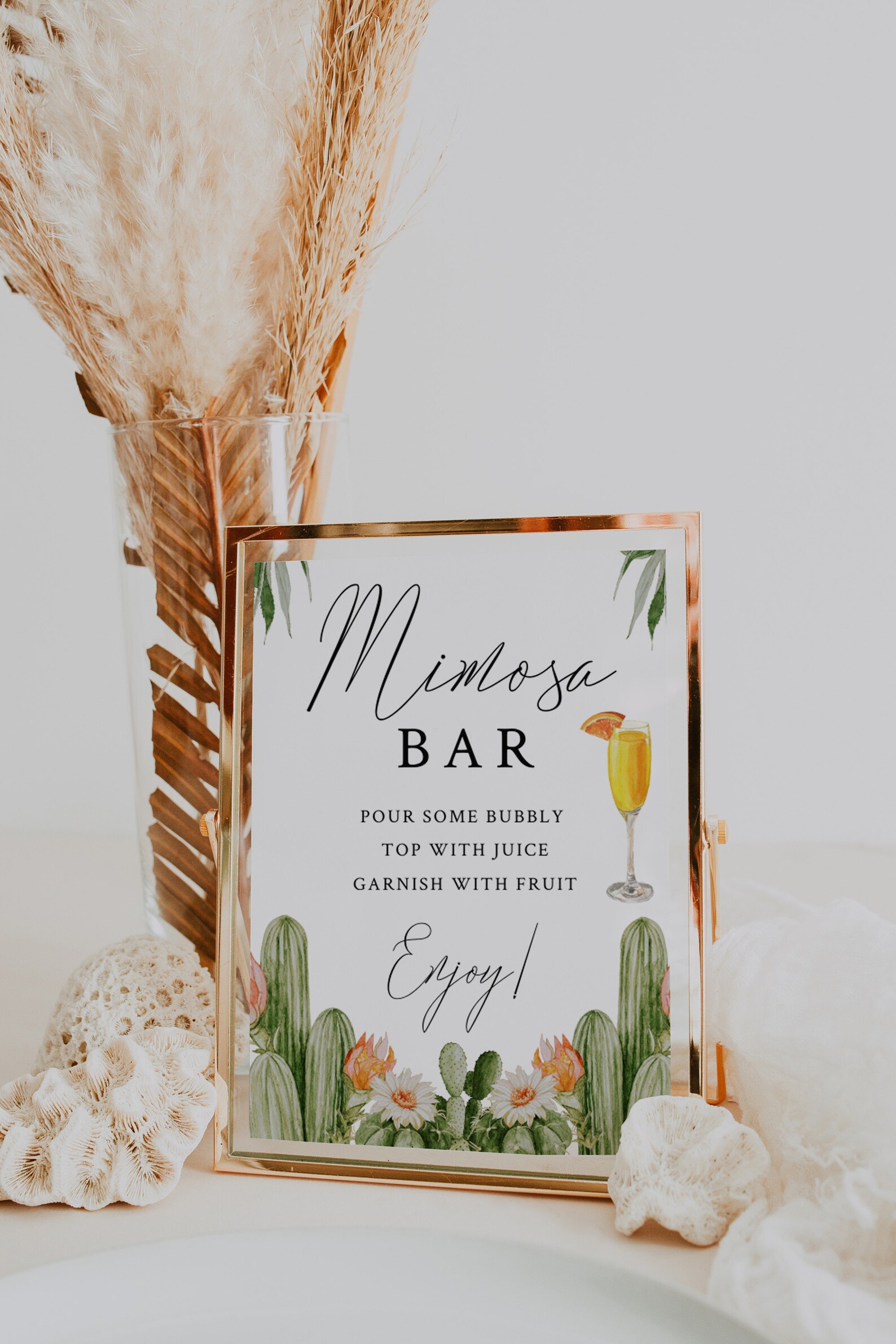 Mimosa Bar Sign Template-let's Fiesta Cactus Mimosa Bar Sign Set-desert ...