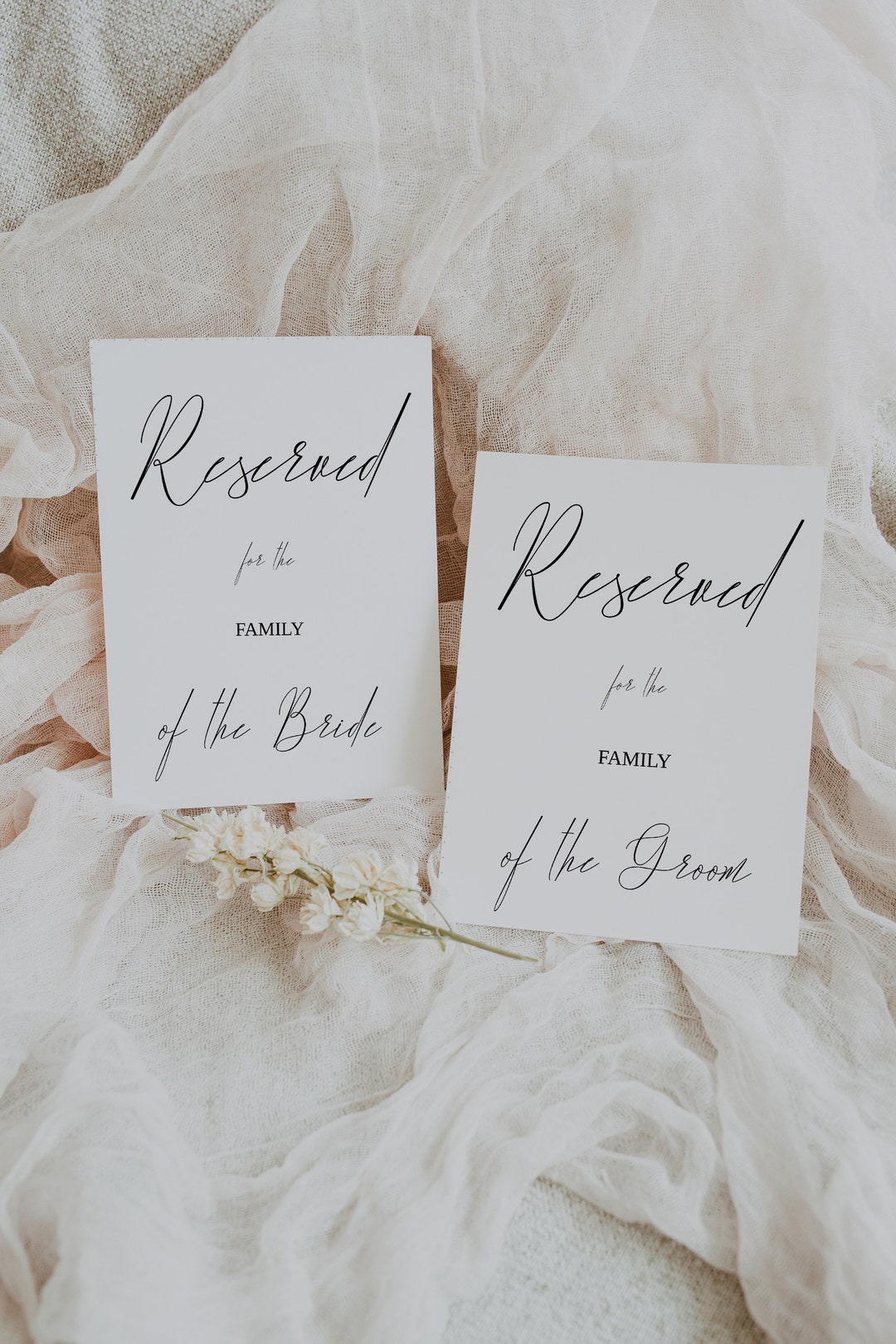 Minimalist Reserved Table Sign-wedding Reserved for the Family of the ...