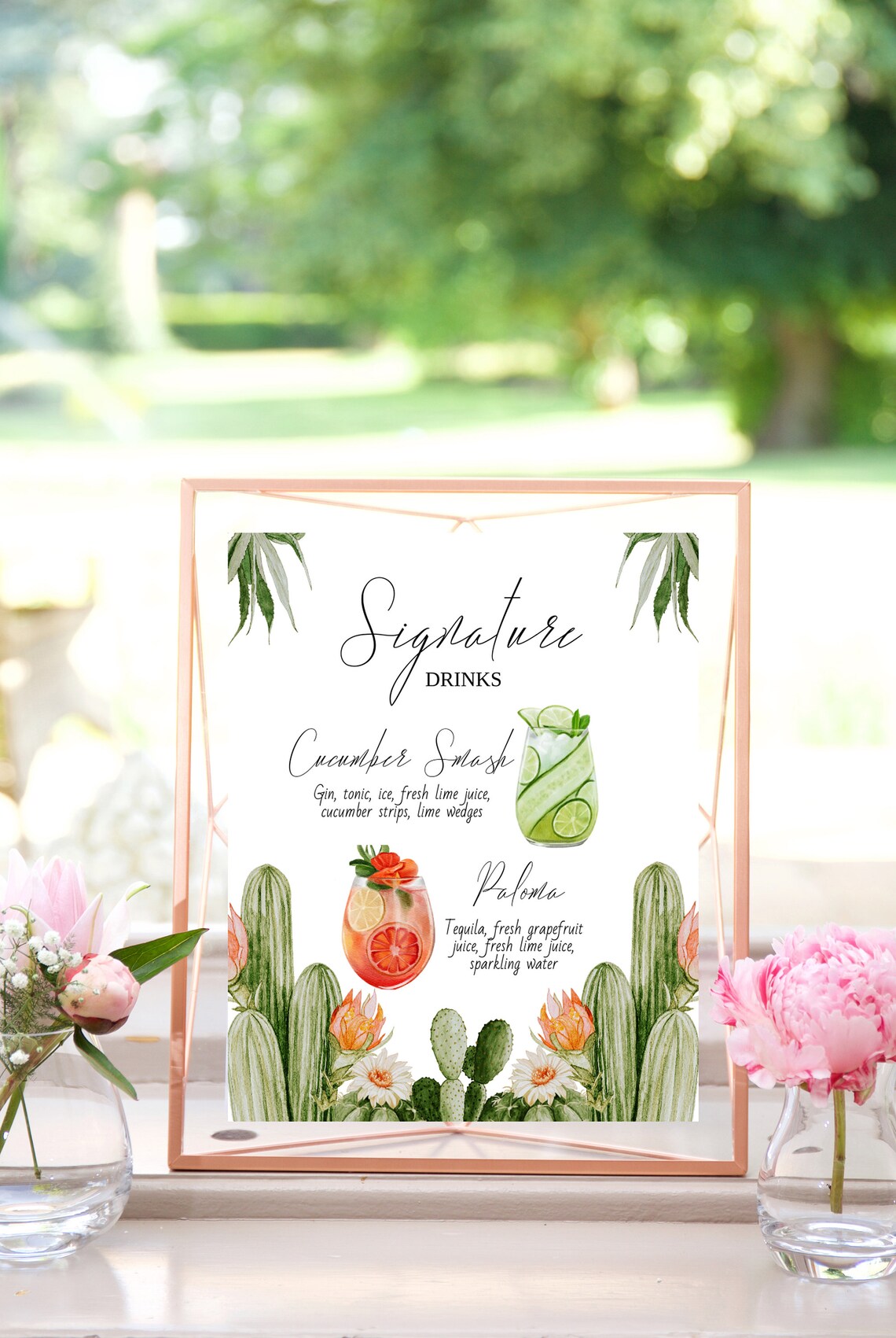 Signature Bar Sign Template-let's Fiesta Cactus Signature Drink Bar ...