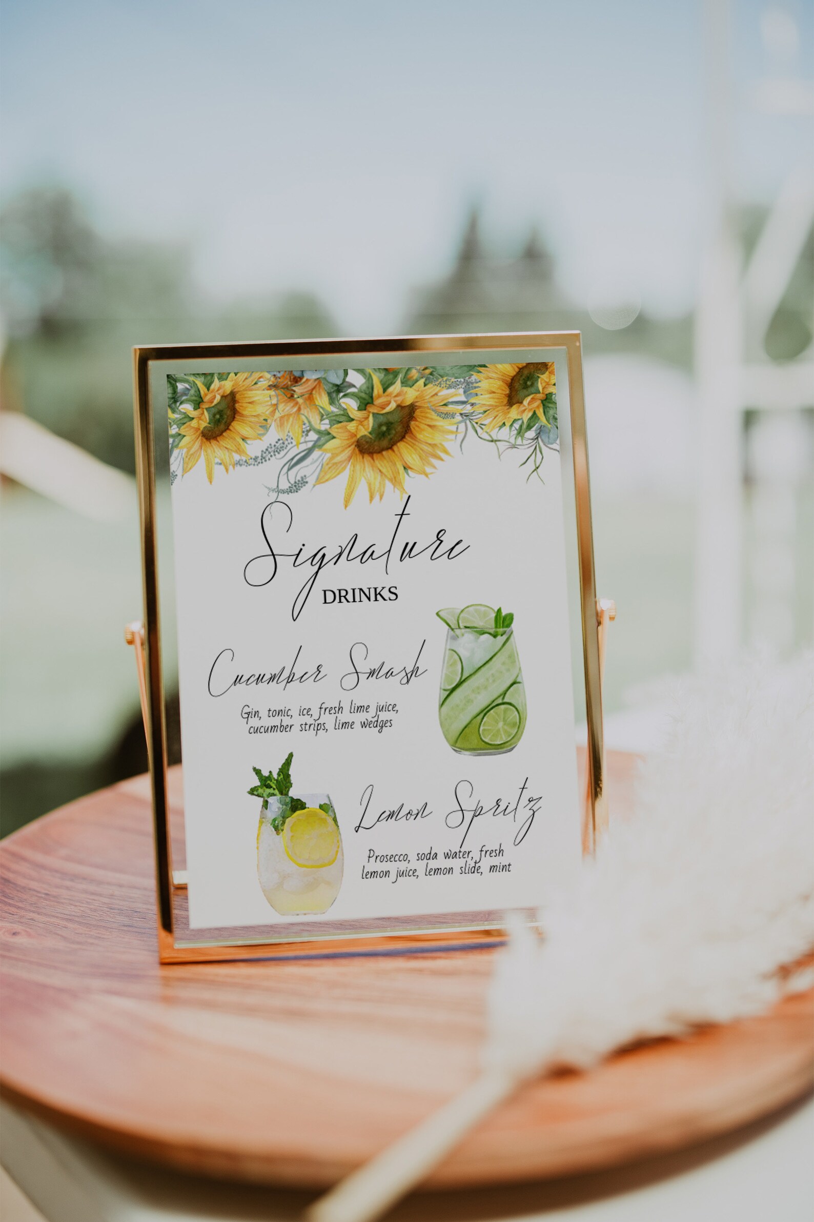 Sunflower Signature Drink Sign Template-signature Drink Bar Sign ...