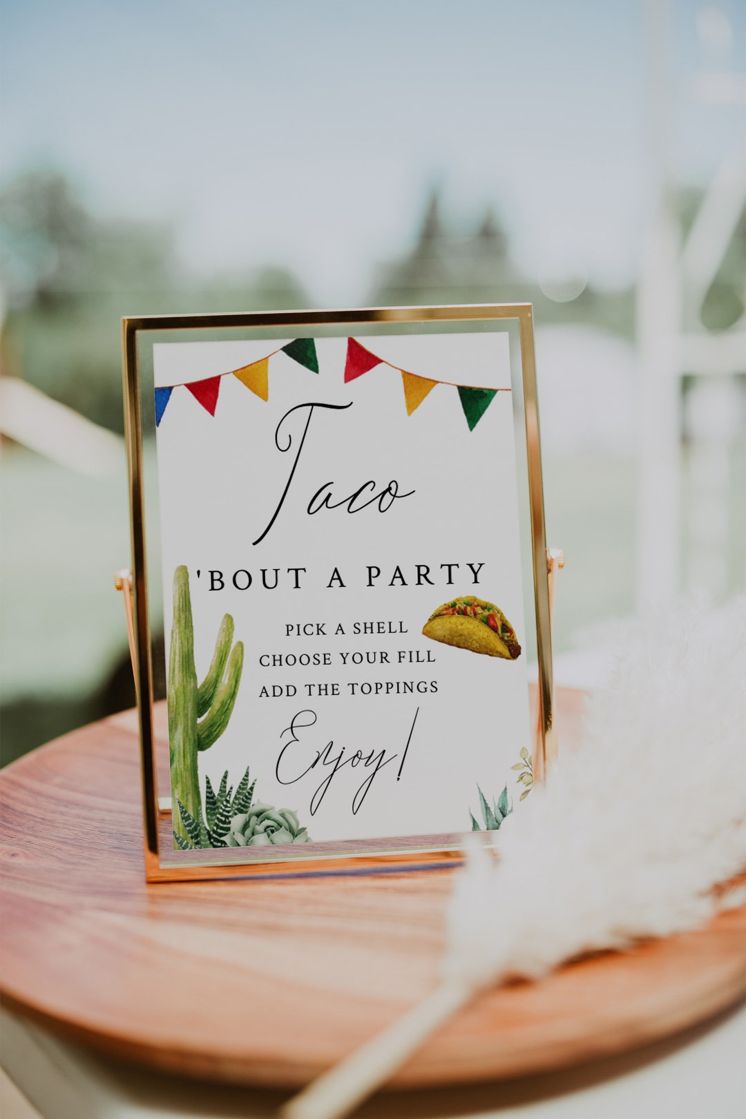 Taco 'bout A Party Sign Editable Template-cactus Taco Bar Sign-let's ...