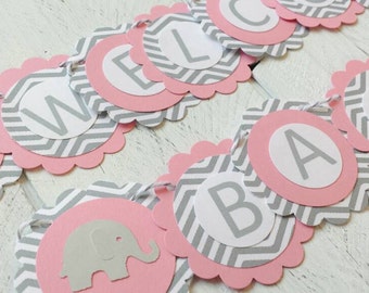 Welcome Baby Shower Banner-light Yellow and Grey Chevron | Etsy