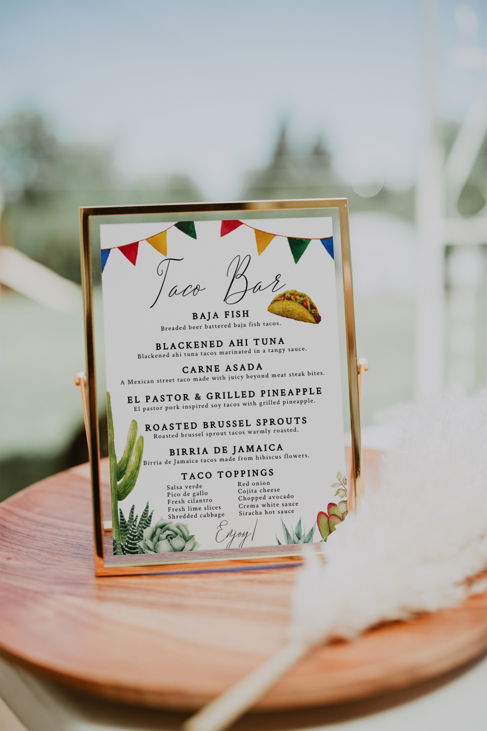 Taco Bar Sign Editable Template-cactus Taco Bar Sign-let's Fiesta Taco ...