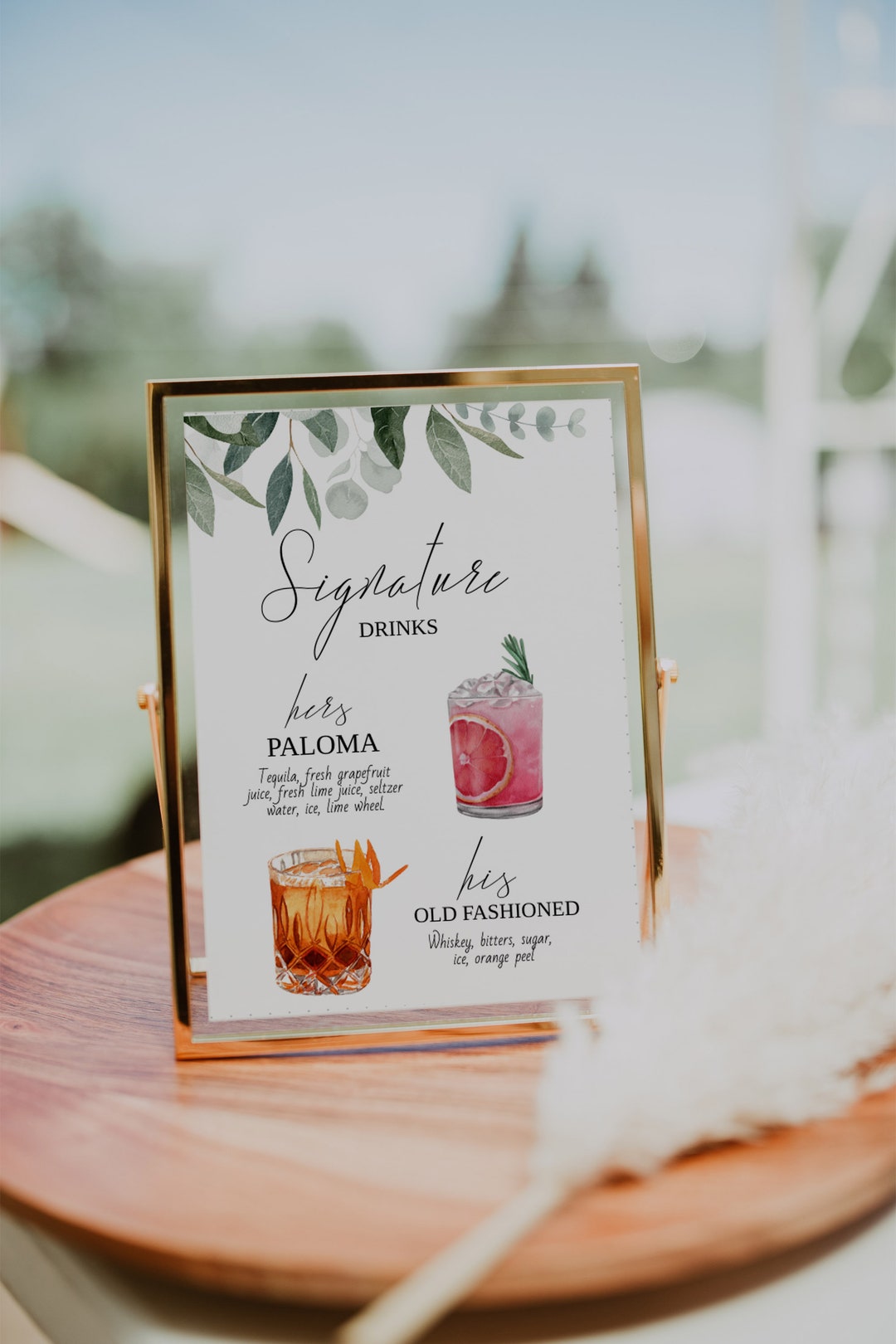 Signature Drinks Bar Menu Sign Template-his & Hers Signature Cocktails ...