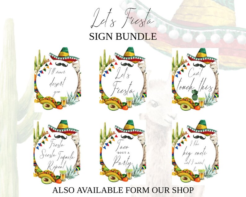 Taco 'bout A Party Sign Editable Template-cactus Taco Bar Sign-let's ...