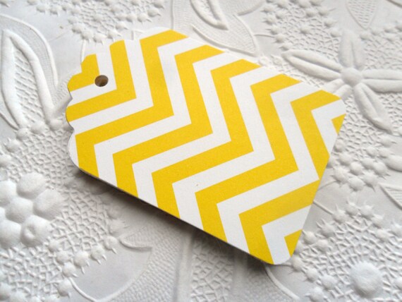 Items similar to 20 Yellow Chevron Gift Tags-Hang Tags-Price Tags-Blank ...