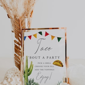 Taco 'bout A Party Sign Editable Template-cactus Taco Bar Sign-let's ...