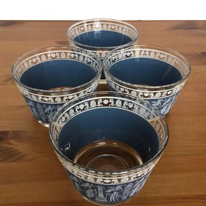 Blue and white greek motif glasses set of 4 vintage sorbet | Etsy