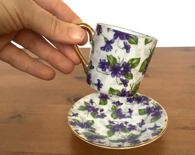Inarco Cup and Saucer Vintage Chintz Porcelain Violet and Gold Plate - Etsy