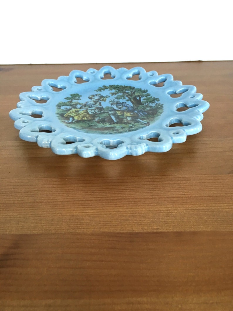 Vintage Blue Lattice Edge Plate Porcelain Decorative Dish | Etsy