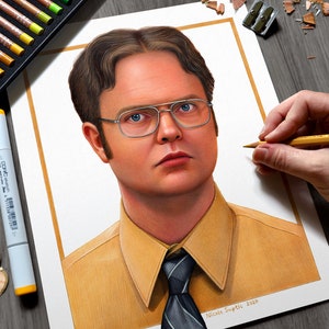 Dwight Schrute Drawing Art Print - the Office TV Show Character - Fine ...