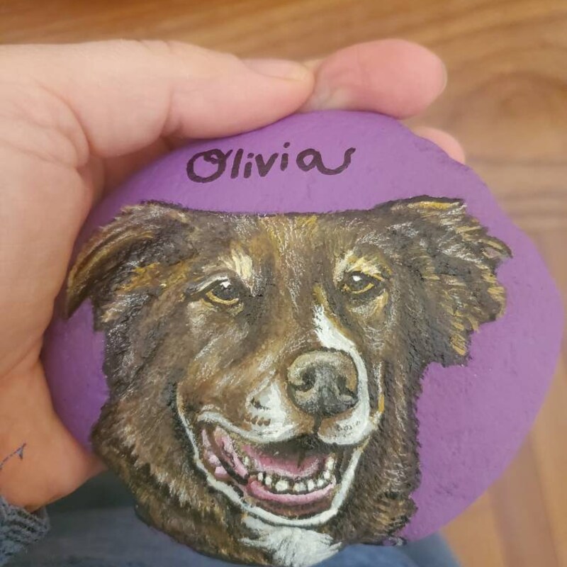 Dog Painting on Rock - Etsy