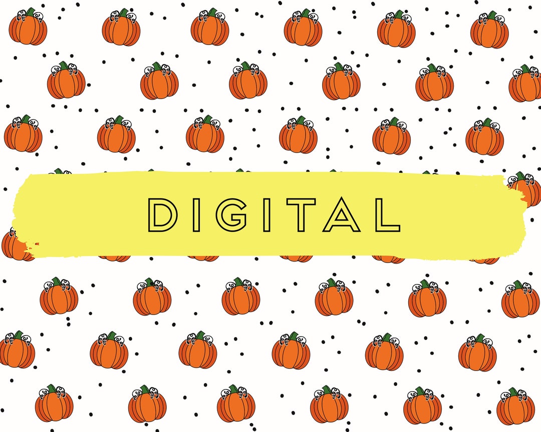 Fall Halloween Pumpkin Digital Printable Paper for Scrapbook, Card ...
