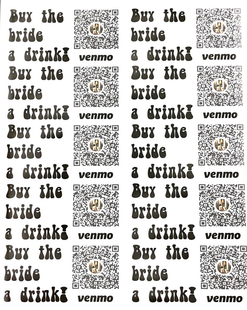 Venmo QR Code Stickers / Cash App QR Code for Bachelorette | Etsy