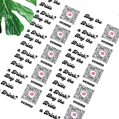 Venmo QR Code Stickers / Cash App QR Code for Bachelorette | Etsy