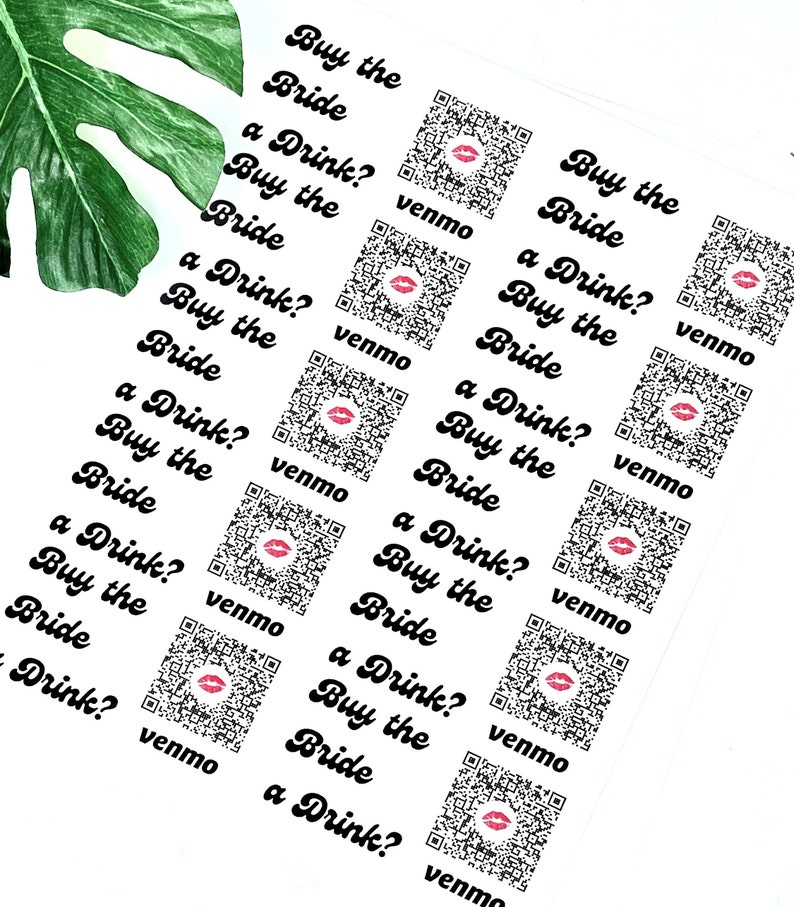 Venmo QR Code Stickers / Cash App QR Code for Bachelorette | Etsy