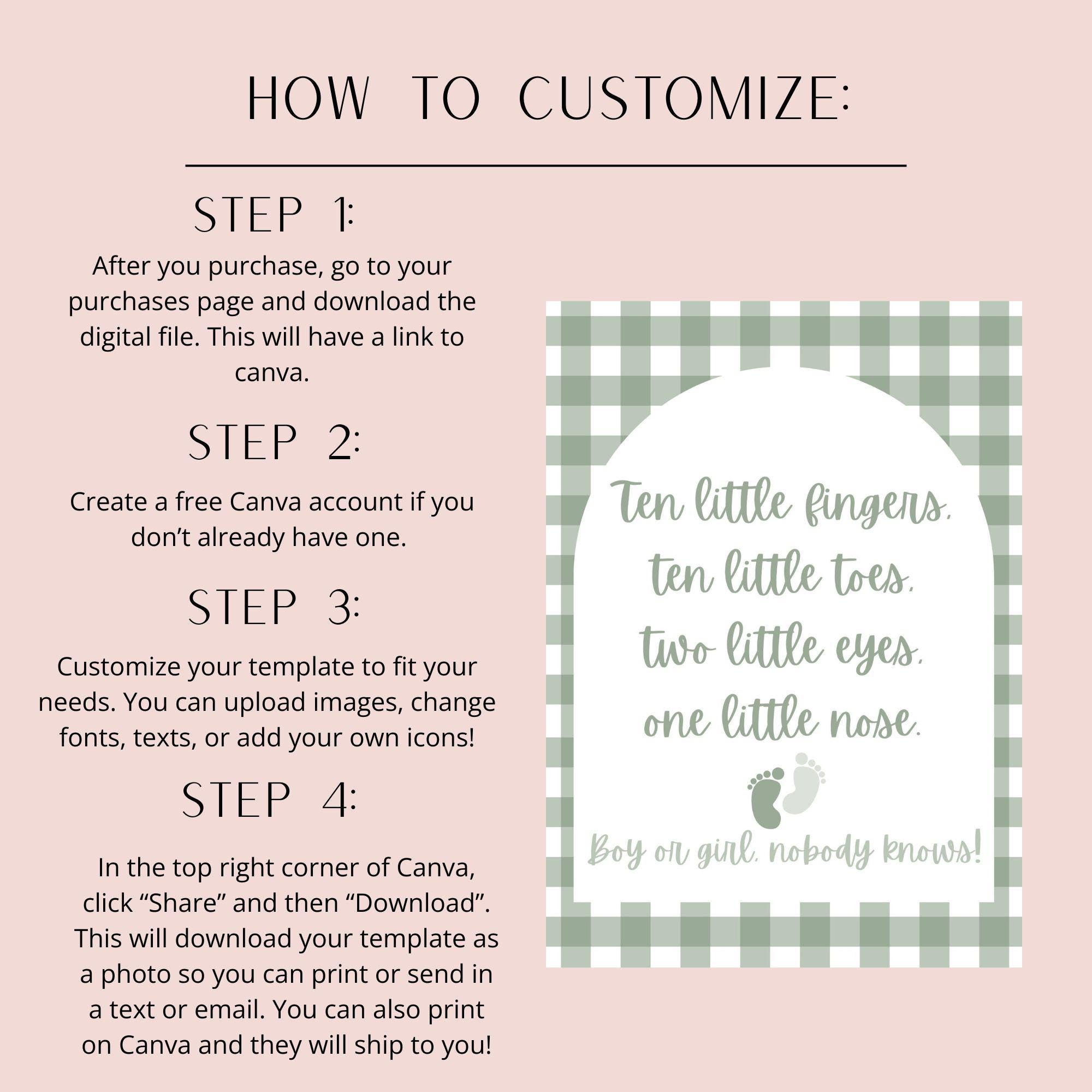 Gender Reveal Sign - Ten Little Fingers, Ten Little Toes - Gingham ...
