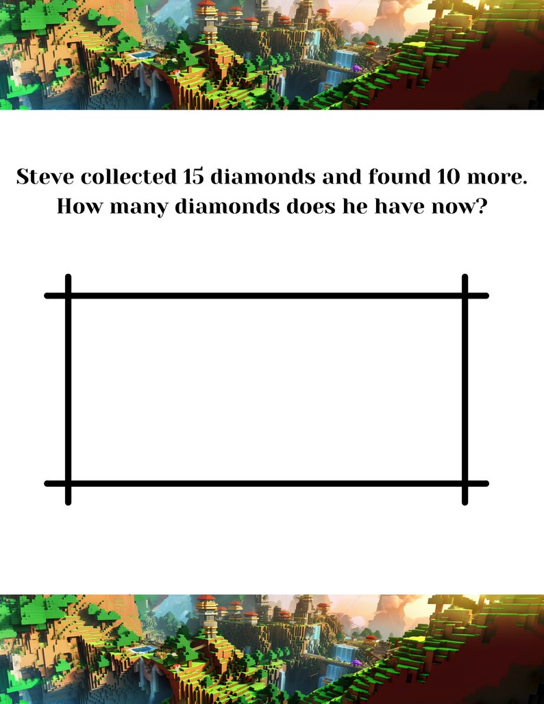 Minecraft Math Word Problems 50 Sheet PDF - Etsy