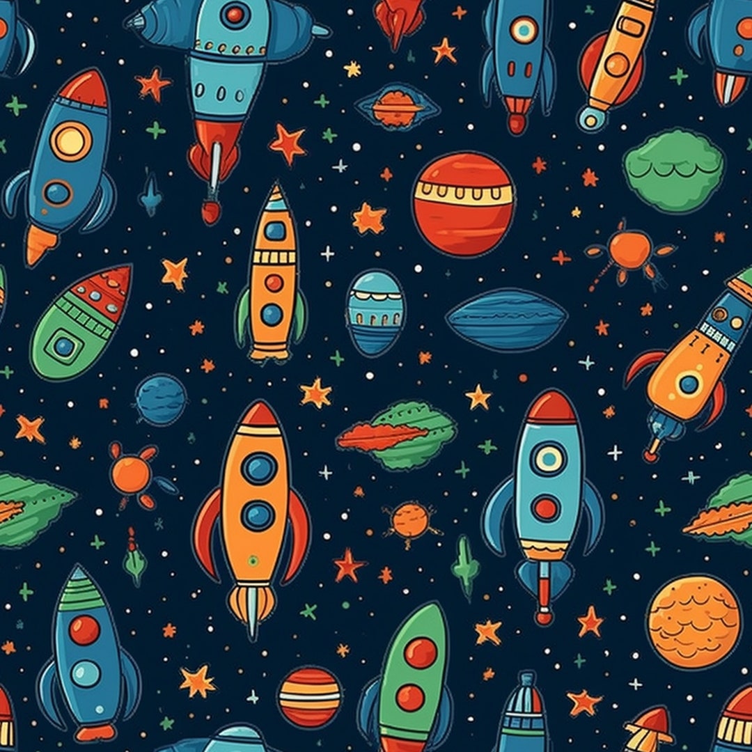 Whimsical Outer Space Seamless Pattern PNG Digital Download - Etsy
